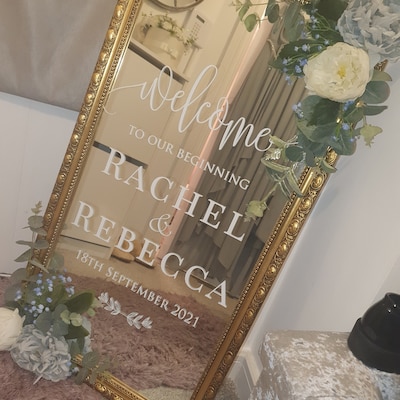 Mirror Wedding Welcome Sign DIY Easy With Vinyl Lettering/vinyl ...
