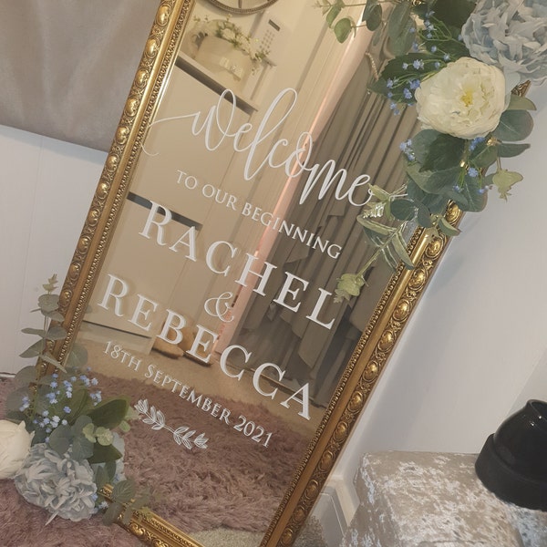Mirror Wedding Welcome Sign • DIY Easy With Vinyl Lettering/vinyl ...