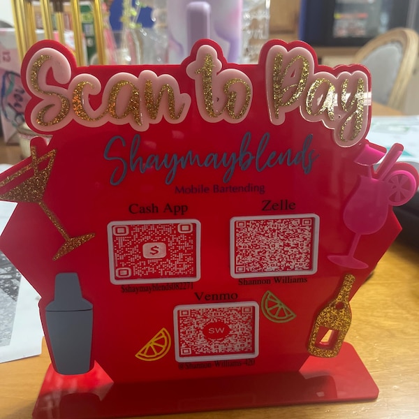 Bartender Sign | Mobile Bartender Sign | Bartender Scan to Pay Acrylic ...