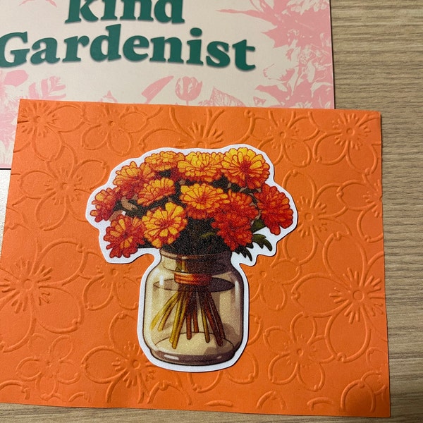 Glass Vase Marigold Flowers Sticker, Journal Sticker, Vinyl Sticker ...