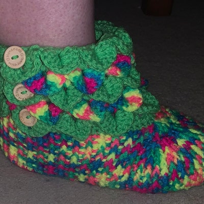 CROCHET PATTERN: Dragon Slippers Crocodile Stitch Boots adult Sizes ...