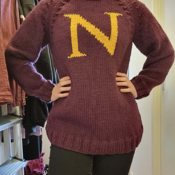 Monogram Weasley Jumper Letter Magic Gift Handmade Custom Wool Sweater ...