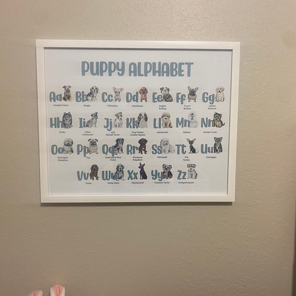 Puppy Alphabet Poster, Blue Alphabet Poster, ABC Print, Puppy Dog ...
