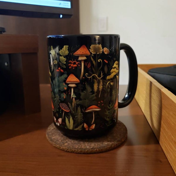 Vintage Cottage Core Mug, Mushroom and Ferns Coffee Cup, Perfect Gift ...