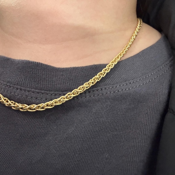 Solid 14K Heavy Solid Link Wheat Chain, ITALY 14K Solid Link Wheat ...