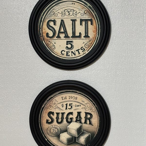 Primitive Salt Labels, Bundle, 4 Styles, 8x8 Inch Primitive Farmhouse ...