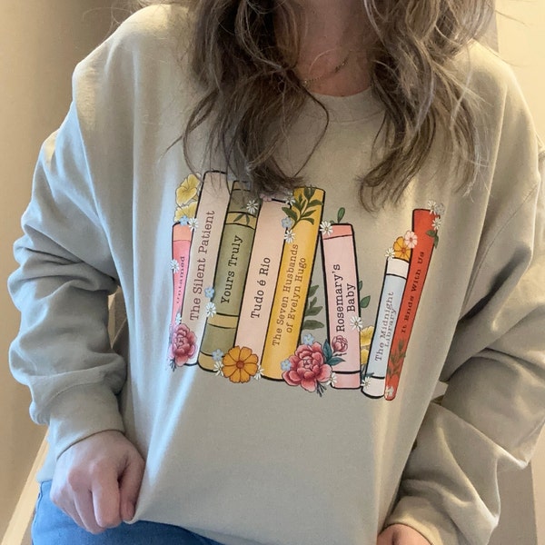 Custom Bookshelf Sweatshirt, Personalized Book Crewneck, Book ...