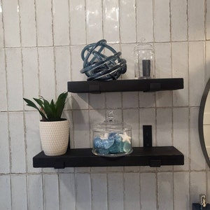 Custom Size Floating Wooden Shelves With Brackets Hardware Included ...