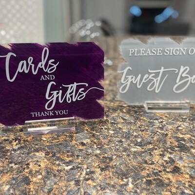 Set of 2 Reception Signs. Freestanding Acrylic Sign, Painted Acrylic ...