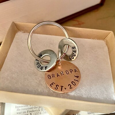 Grandpa Gift Personalized Christmas Keychain With Names Grandparent ...