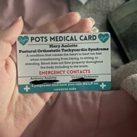 Postural Orthostatic Tachycardia Medical ID Card for Wallet, POTS ...