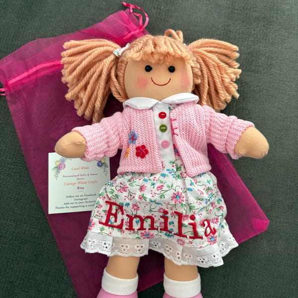 Rag Doll Poppy Personalised With Any Name. 28 Cm Ragdoll Christening ...
