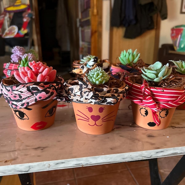 Vinyl Decal: Flower Pot Face (design CP05A) / Fishbowl DIY / Clay ...