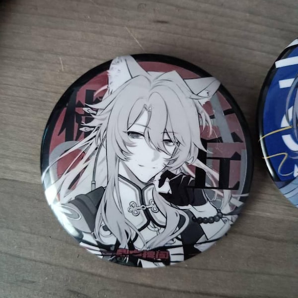 HSR Glitter Shining Large Pins Buttons 7.5cm Sunday Robin Sparkle Black ...