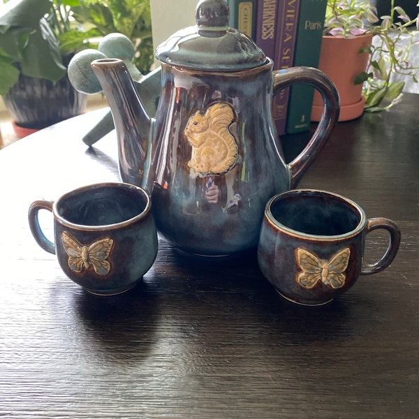 Hand-made Ceramic Mushroom Tea Pot Teapot Tea Cup Set Cups Stoneware ...