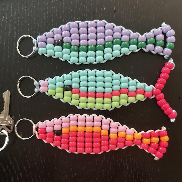Beaded Fish Keychain - Handmade Bag Charm - Etsy