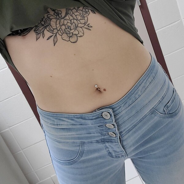 14k Solid White Gold Rook Piercing,daith Piercing Curved Prung Flower Barbell..16g..8mm - Etsy