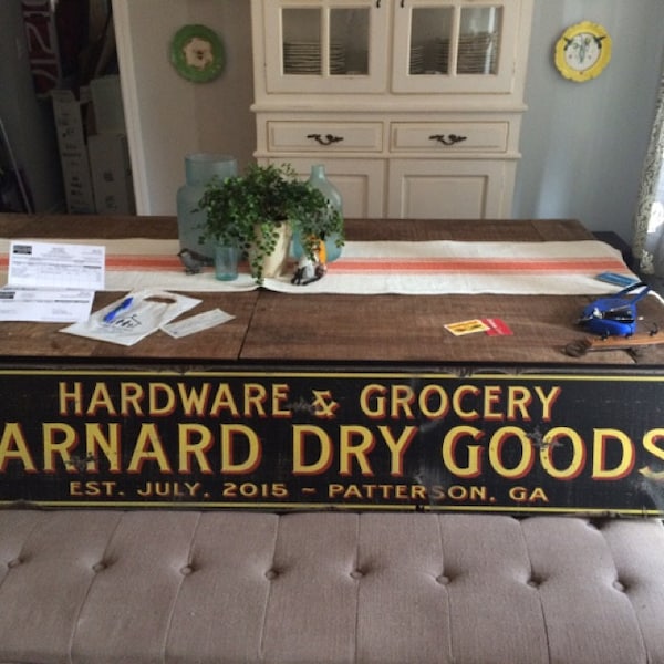 Custom Hardware, Grocery, Dry Goods Sign - Rustic Hand Made Distressed ...