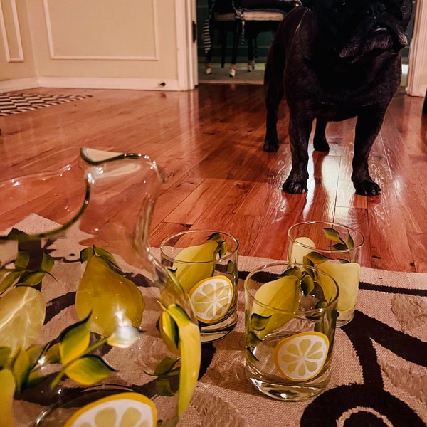 Lemonade Glass Pitcher Set , Summer Wedding Gift, Step Mom Gift ...