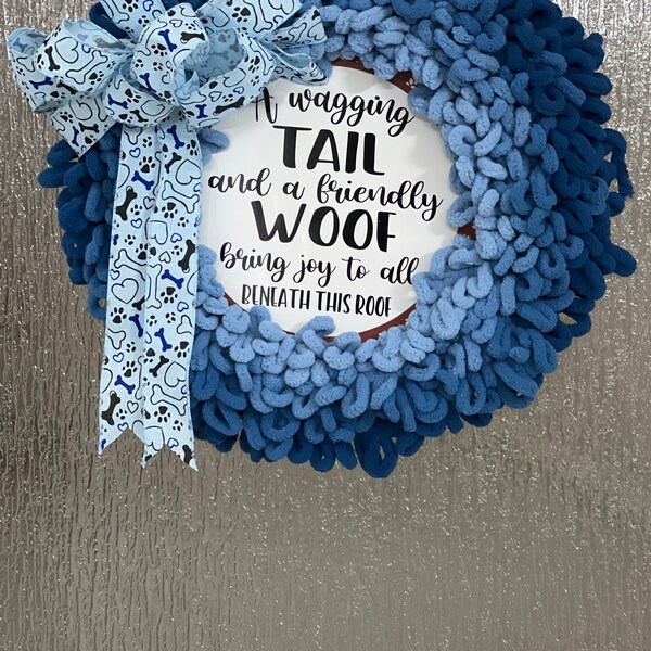 Pet Wreath Sign - A Wagging Tail - Dog Sign - Paw Print Sign - Metal ...