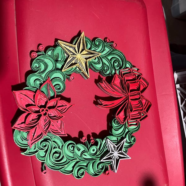 Christmas Wreath 3D Zentangle Svg Files, Multilayer Panel for Laser ...