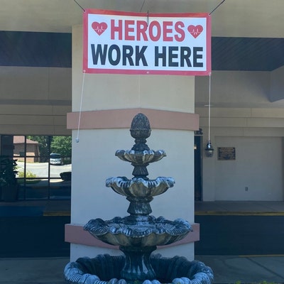 Heroes Work Here Vinyl Banner Sign Free Shipping - Etsy