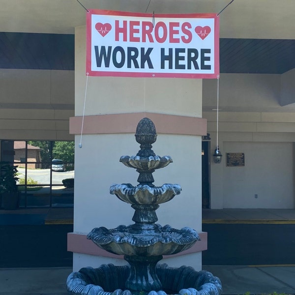Heroes Work Here - Vinyl Banner - Sign - Free Shipping - Etsy
