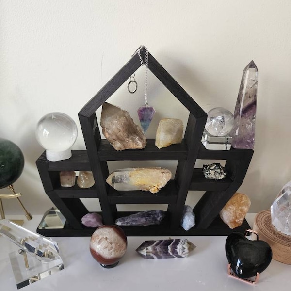 Wooden Crystal Storage - Triangle Shelf - Shelving for Gemstones and ...