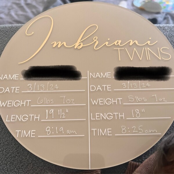 Birth Announcement Sign for Twins, Baby Stat Sign for Twins, Twins ...