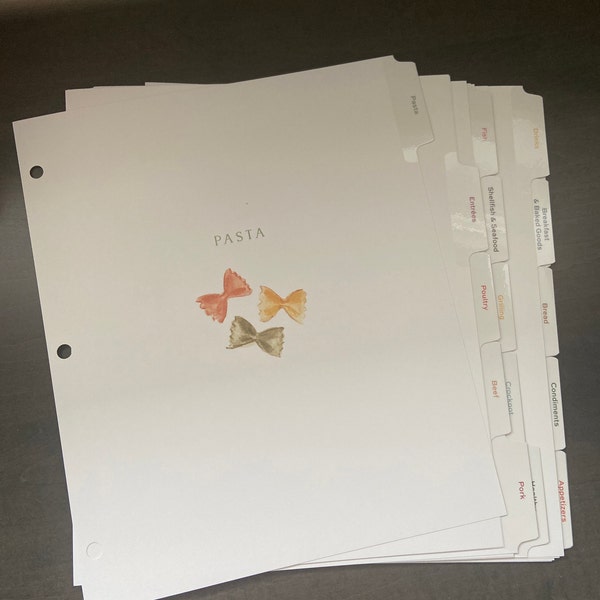 Deluxe Tab Dividers for Recipe Binder - 24 Categories, Cute Tab ...