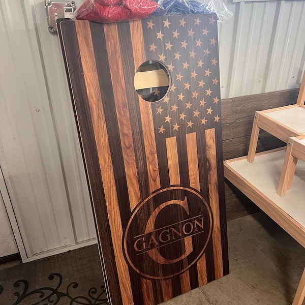 Custom Cornhole Board Set Monogram Cornhole Boards Personalized Bag Toss Board Game Outdoor ...
