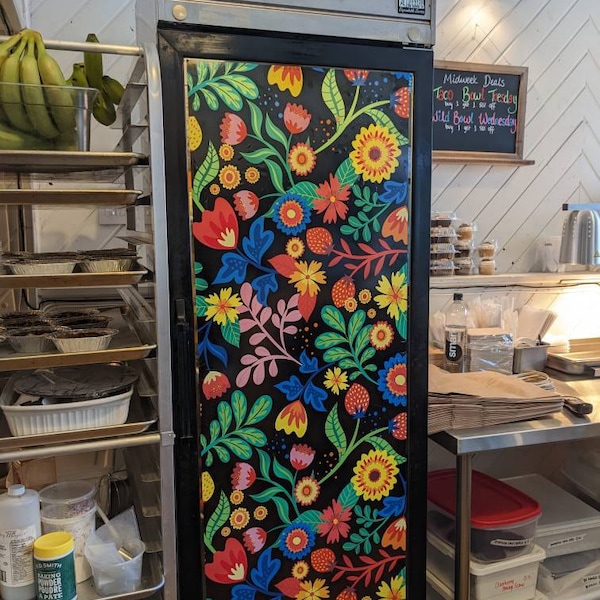 Refrigerator Wrap Side by Side Floral Fridge Wrap Vinyl Top Bottom ...
