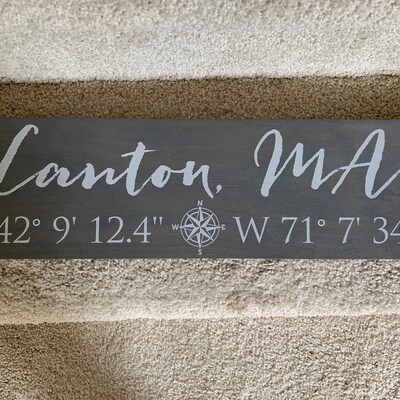 Coordinates Sign CUSTOM Latitude Longitude Sign Town Signs Longitude ...