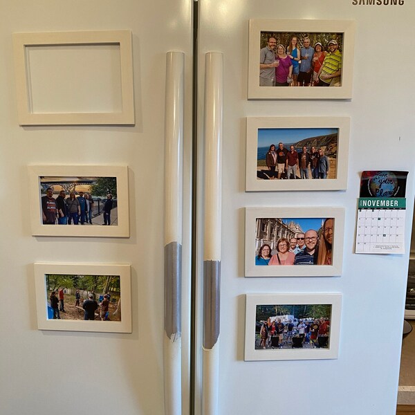 Magnetic Wood Picture Frame - Refrigerator Photo Frame in Hand Crafted ...