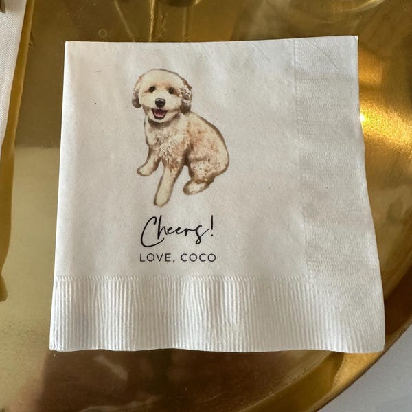 Full Color Personalized Pet Wedding Cocktail Napkins | Custom Dog & Cat ...
