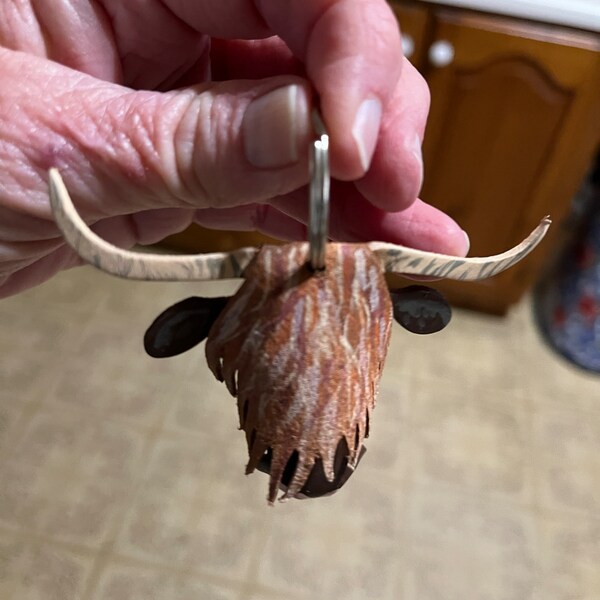 Hand Painted Longear Mule Head Leather Keychain, Leather Keychain, Mule ...