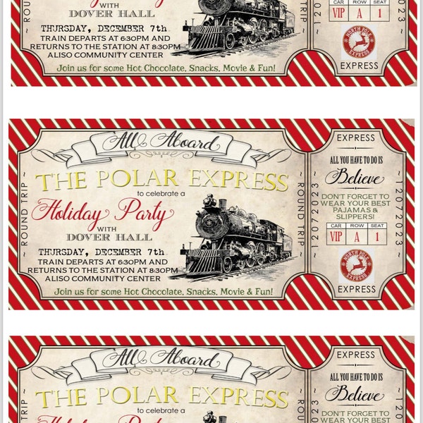 Polar Express Ticket Invitation - INSTANT DOWNLOAD - Partially Editable ...