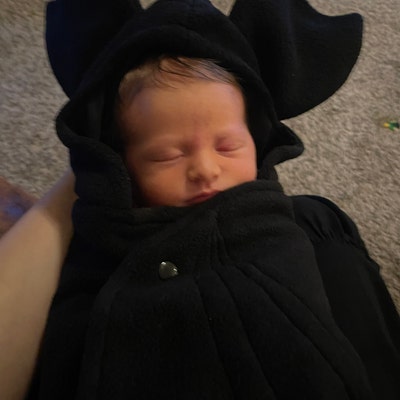 Newborn Baby Swaddle Blanket Black With Lilac Bat Blanket / Spooky Baby ...