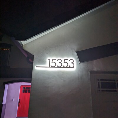 Lit House Numbers Sign With Led Bar on the Top for Backlit Modern ...