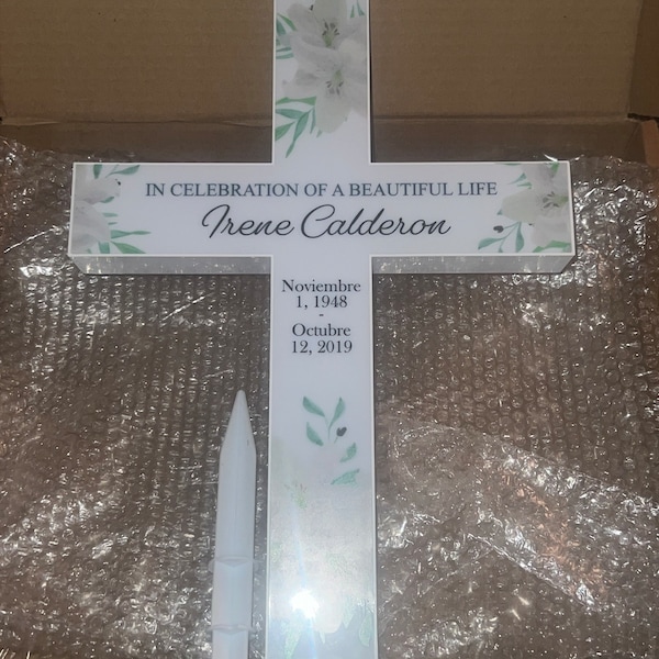 Memorial Solar Cross for Garden | Personalized Memorial Cross | Solar ...