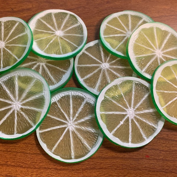 10pcs Lemon Lime Orange Slices Fake Food Citrus Fruit Charms BENDABLE ...
