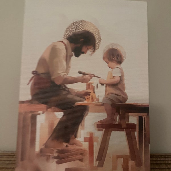 St. Joseph and Baby Jesus Canvas Prints, Saint Art, St. Joseph Canvas ...