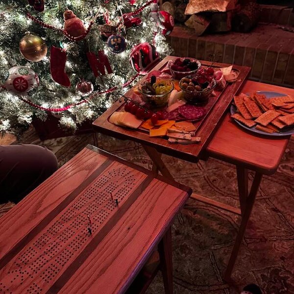 Handcrafted Stained Wood Cribbage Table, Side Table - Etsy