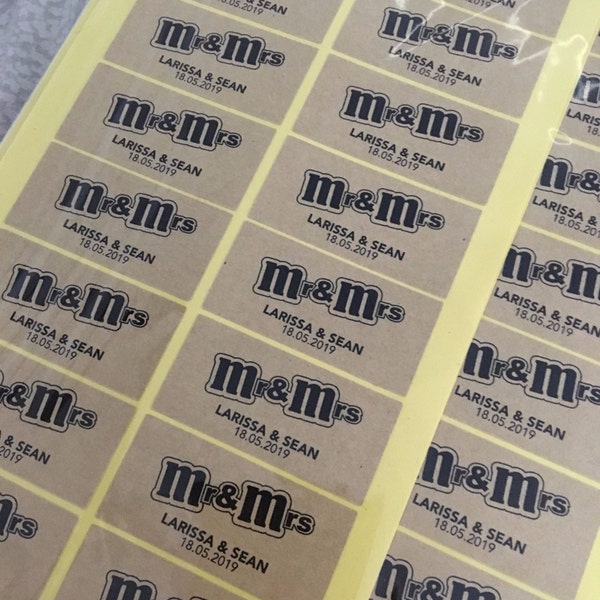 M&M Chocolate Wedding Stickers, Wedding Favours, Bridal Shower. - Etsy