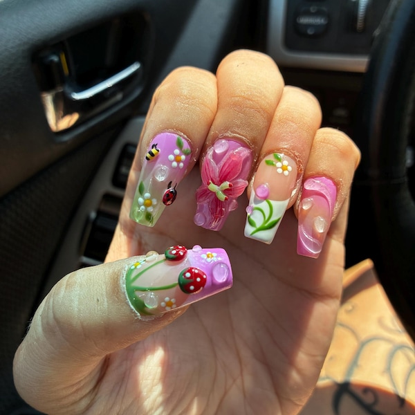 3D Ocean Animal Press on Nails: Handmade Kawaii Sea Creature Nail Art ...