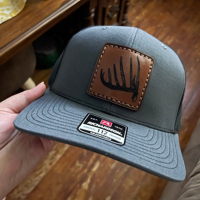 Turkey Hunting Leather Patch Hat Hunter With Gobbler SEWN LEATHER PATCH ...