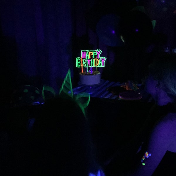 Glow Party Cake Topper, Neon Birthday Cake Topper, Personalized Cake ...
