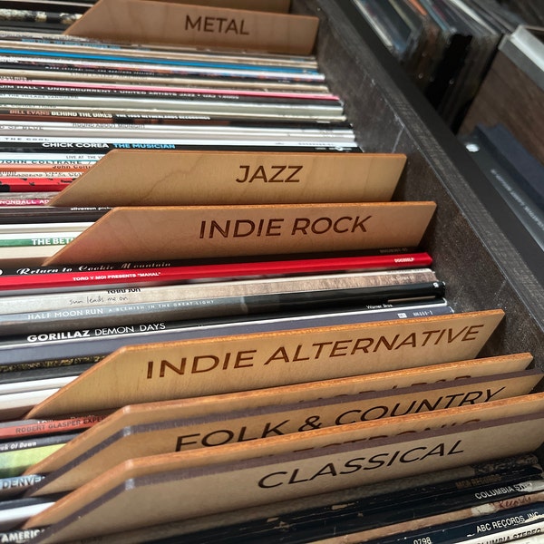 Vinyl Record Dividers, Classic Tab Record Dividers, Laser Cut MDF, Made ...