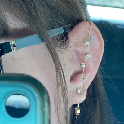 Ear Wrap Crawler Hook Earring, 14k Gold Plated, Edgy Wrap Ear Pin ...