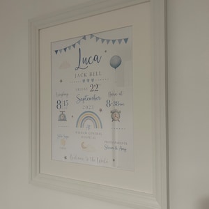 New Baby Personalised Print Birth Details Gift Keepsake Print New Baby ...